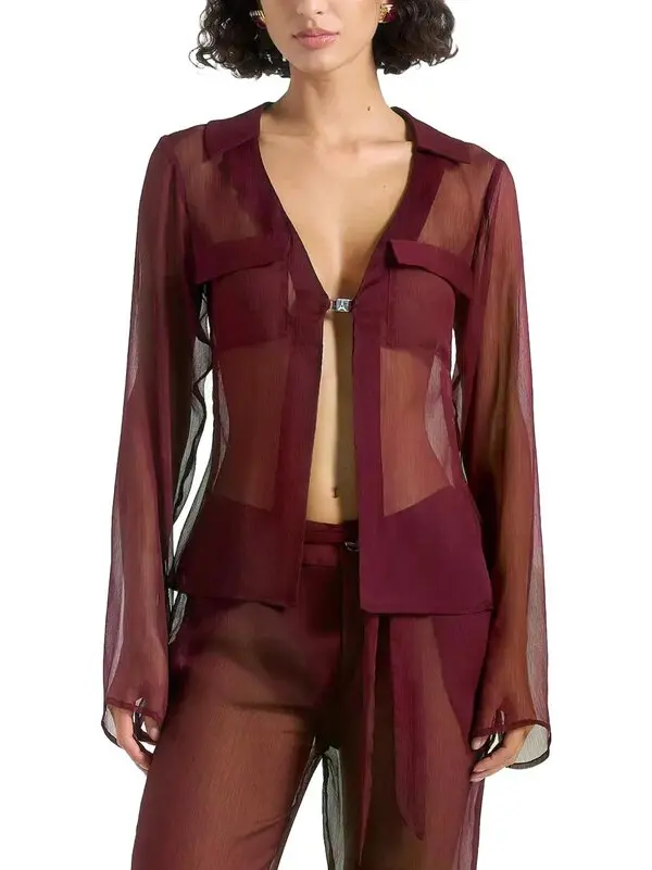 Manière De Voir Sheer Shirt With Clasp Wine - Red