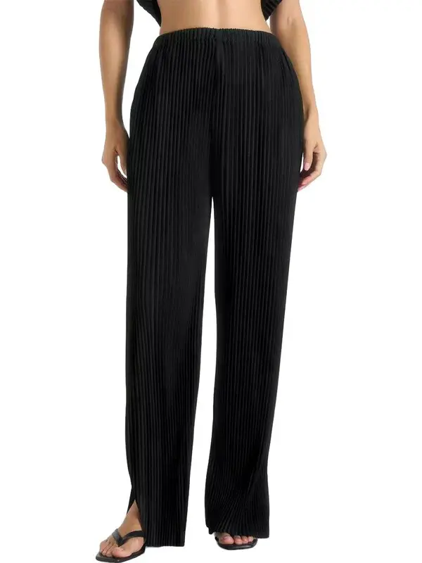 Manière De Voir Lila Pleated Wide-leg Trousers - Black