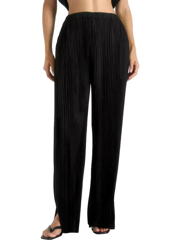 Manière De Voir Lila Pleated Wide-leg Trousers - Black
