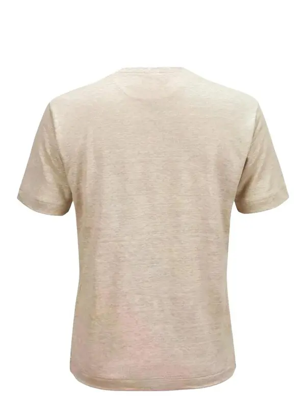 Eleventy Layered-neck Linen T-shirt - Neutrals