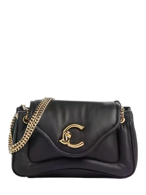 COCCINELLE Small C-me Logo-plaque Padded Shoulder Bag - Black