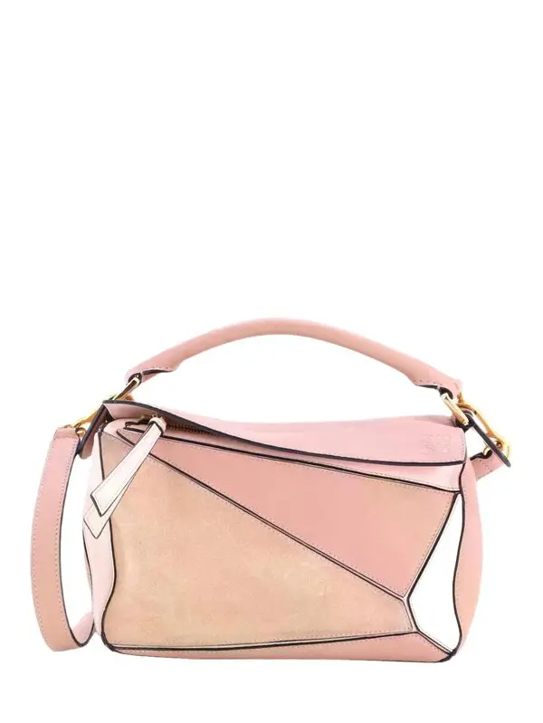 Loewe Puzzle Bag Leather And Suede Medium Satchel - Neutrals