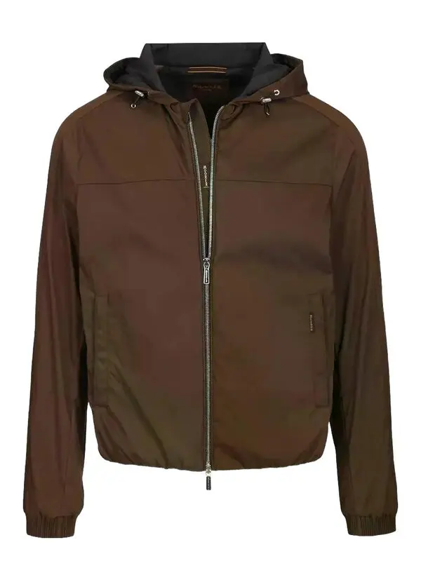 MOORER Hooded Zip-up Jacket - Brown