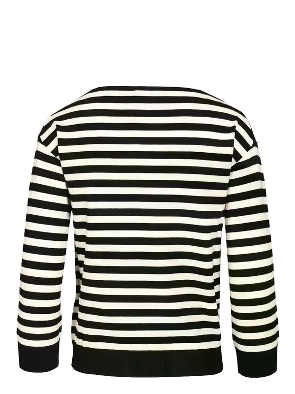 Max Mara Striped Boat-neck Sweater - Black