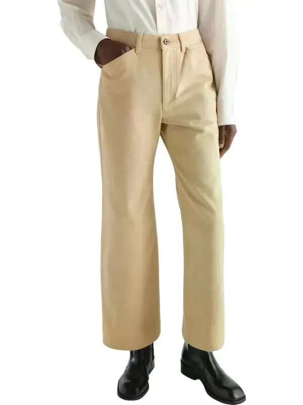 LEMAIRE Flared Five-pocket Pants In Heavy Garment-dyed Broken Twill - Neutrals