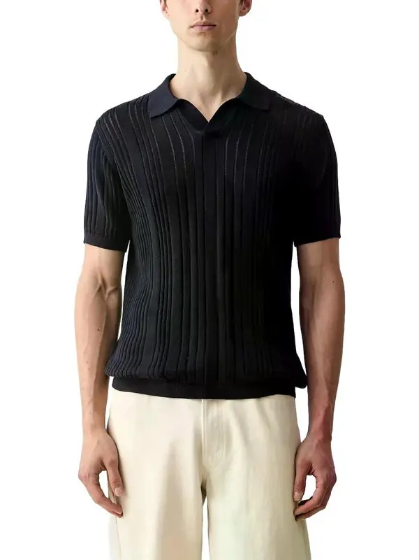 Karl Lagerfeld Ribbed-knit Short-sleeve T-shirt - Blue