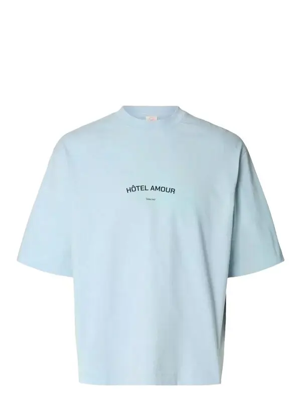 SELECTED X Hotel Amour Logo-print T-shirt - Blue