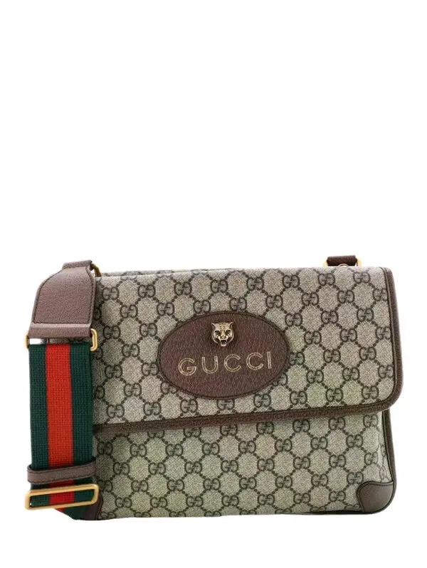Gucci Neo Vintage Flap Messenger Gg Coated Canvas Medium Crossbody Bag - Brown