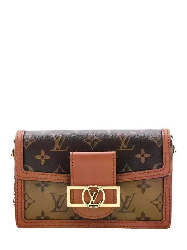 LOUIS VUITTON Dauphine Chain Wallet Reverse Monogram Canvas Clutch Bag - Brown