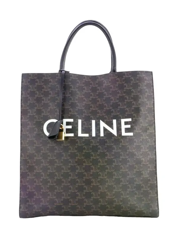 Celine Vertical Cabas Triomphe Coated Canvas Large Tote Bag - Brown