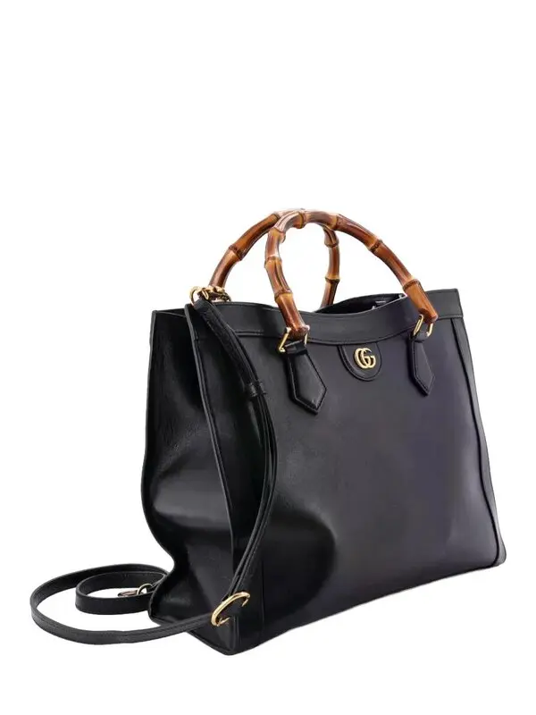 Gucci Diana Nm Bamboo Handle Leather Medium Tote Bag - Black
