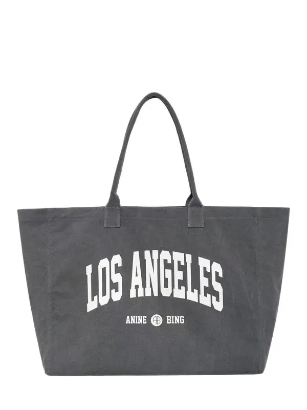 ANINE BING Leo Canvas Tote Los Angeles University Washed - Grey