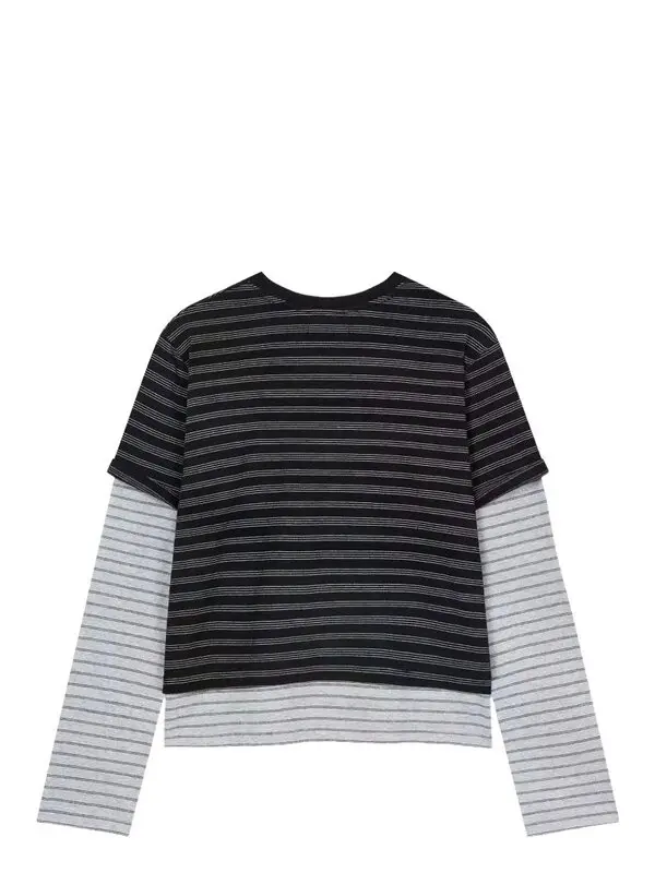 STUDIO TOMBOY Striped Layered Long-sleeve Cotton T-shirt - Black