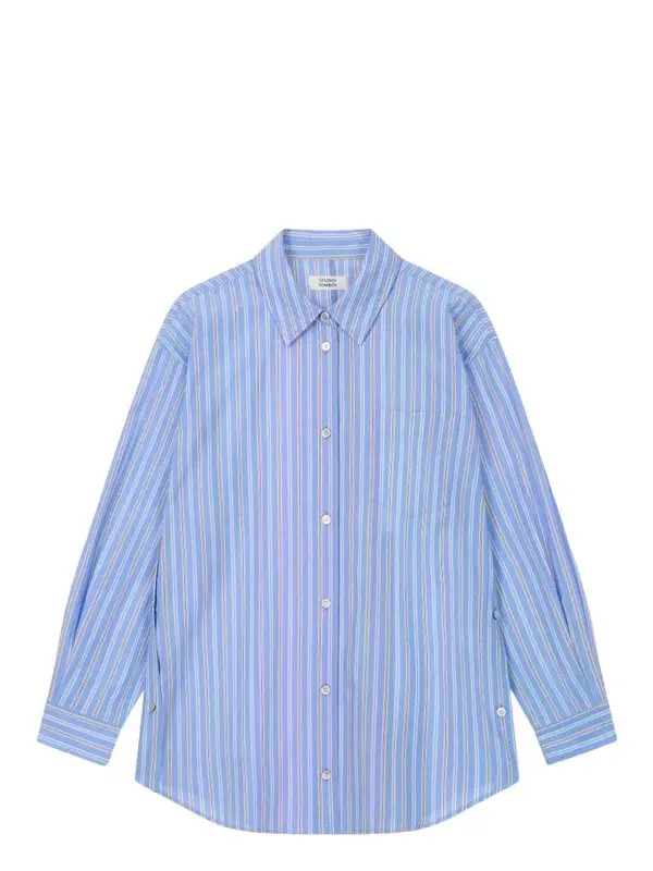 STUDIO TOMBOY Striped Button-down Cotton Shirt - Blue