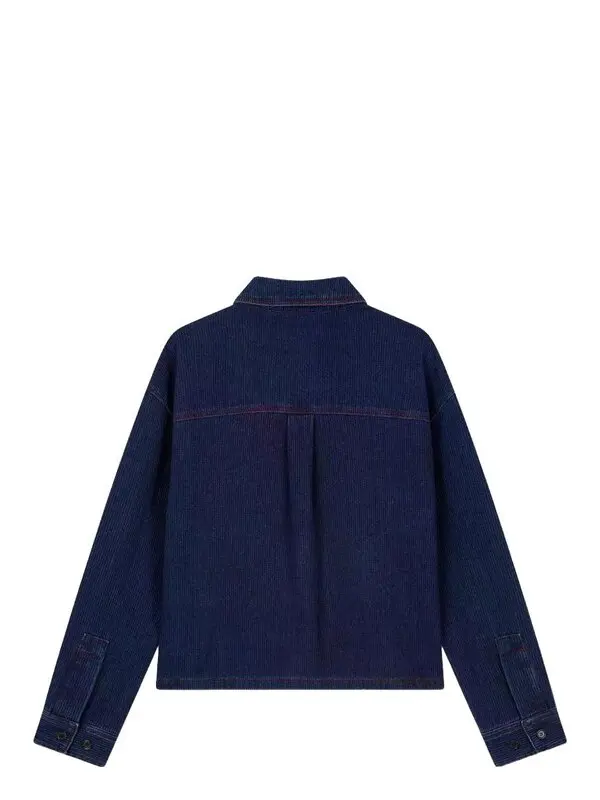 STUDIO TOMBOY Pocket-detail Corduroy-texture Denim Shirt - Blue