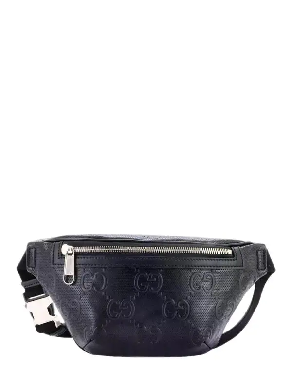 Gucci Gg Embossed Perforated Leather Small Belt Bag - Black