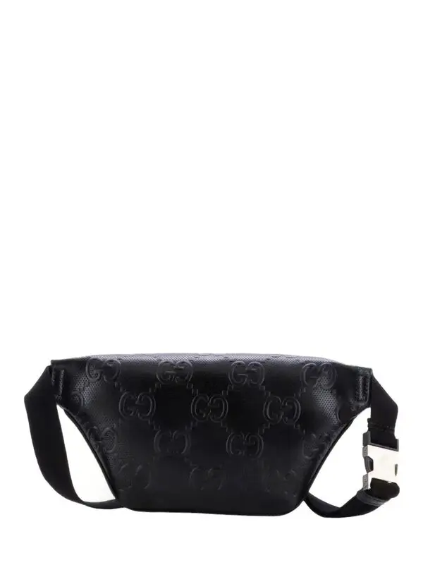 Gucci Gg Embossed Perforated Leather Small Belt Bag - Black