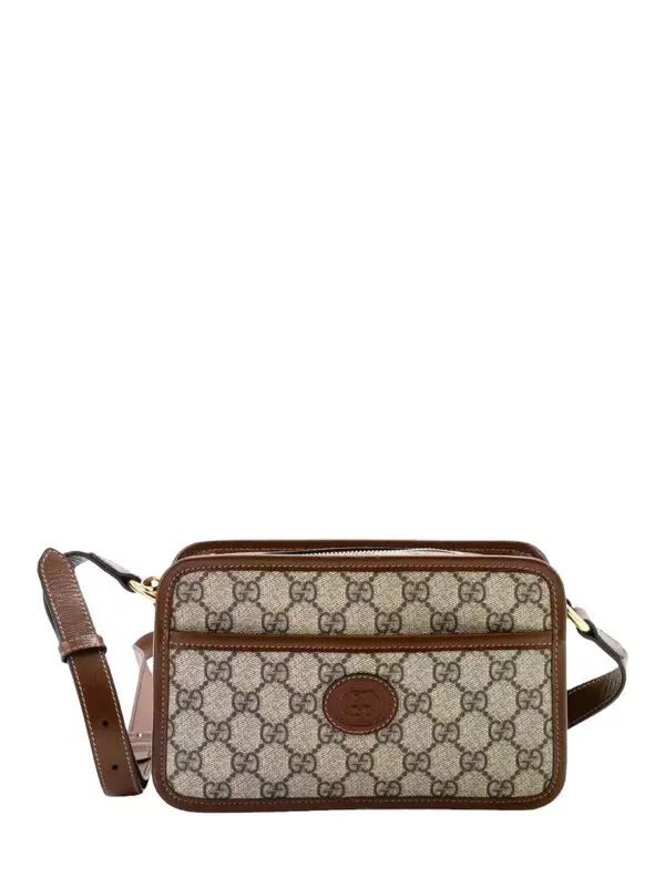 Gucci Interlocking G Patch Camera Bag Gg Coated Canvas Mini Crossbody Bag - Brown