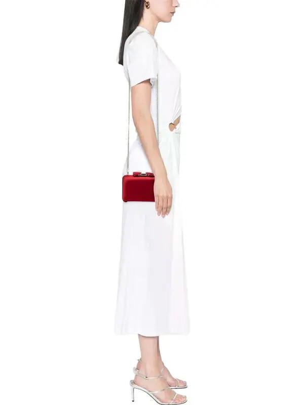 FERRAGAMO 2010-2026 Satin Vara Bow Evening Clutch On Chain Crossbody Bag - Red