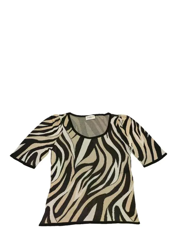 Marella Mlsdattero Animal-pattern Short-sleeve Knitted T-shirt - Black