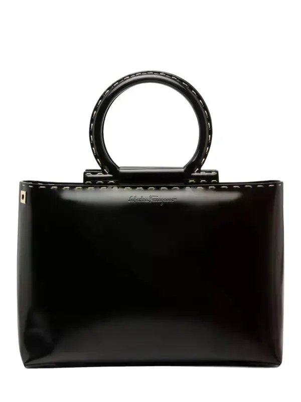 FERRAGAMO 2010-2026 Patent Gancini Top Handle Satchel - Black