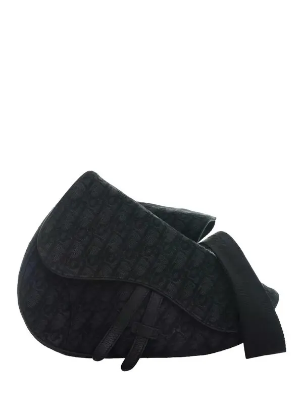 Dior 2022 Oblique Canvas Saddle Crossbody Bag - Black