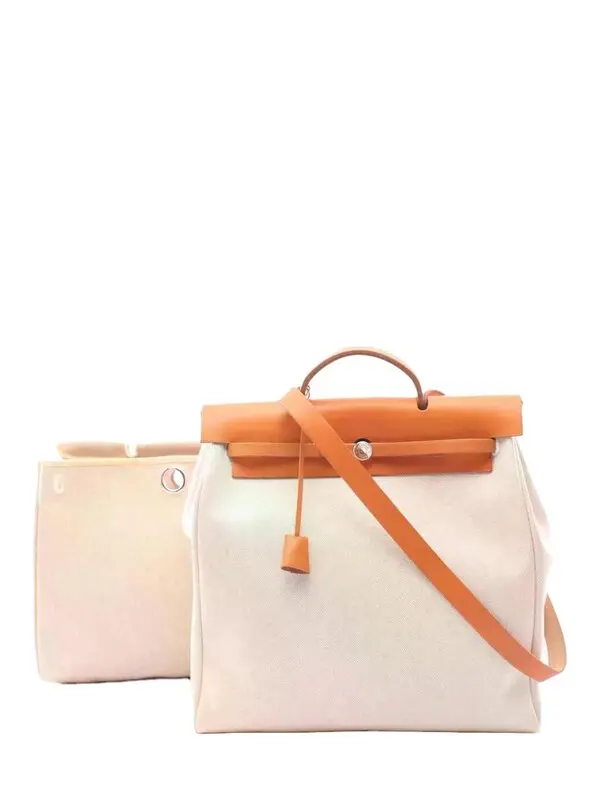 Hermès 1999 Toile H Herbag Mm Satchel - Neutrals
