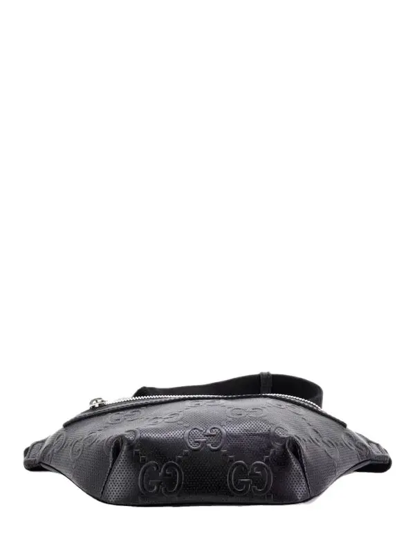 Gucci Gg Embossed Perforated Leather Small Belt Bag - Black