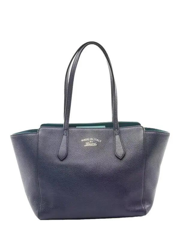 Gucci 2000-2015 Medium Leather Swing Tote Bag - Blue