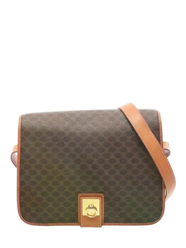 Celine 1970-1980 Macadam Coated Canvas Crossbody Bag - Brown