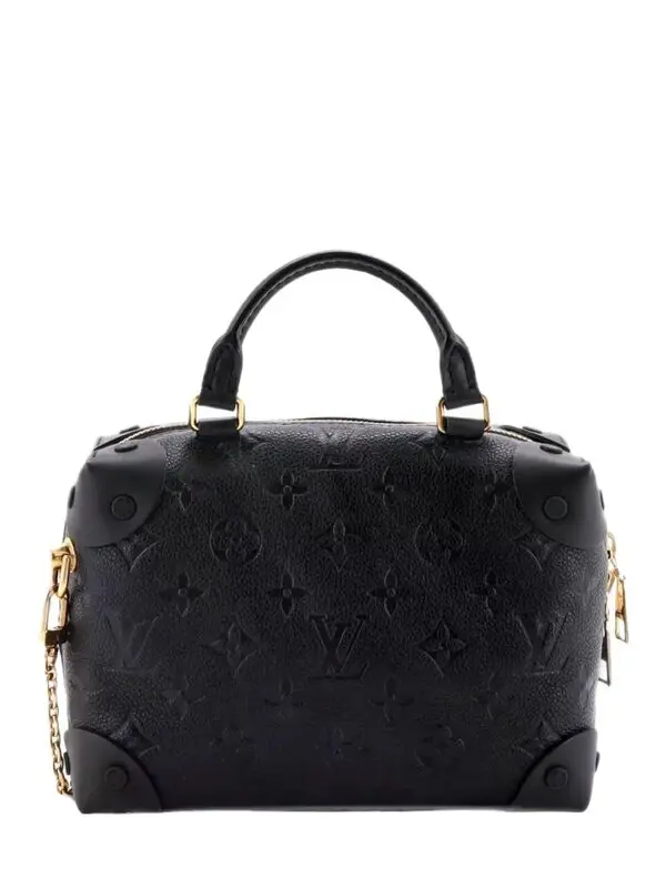 LOUIS VUITTON Petite Malle Souple Handbag Monogram Empreinte Leather Shoulder Bag - Black