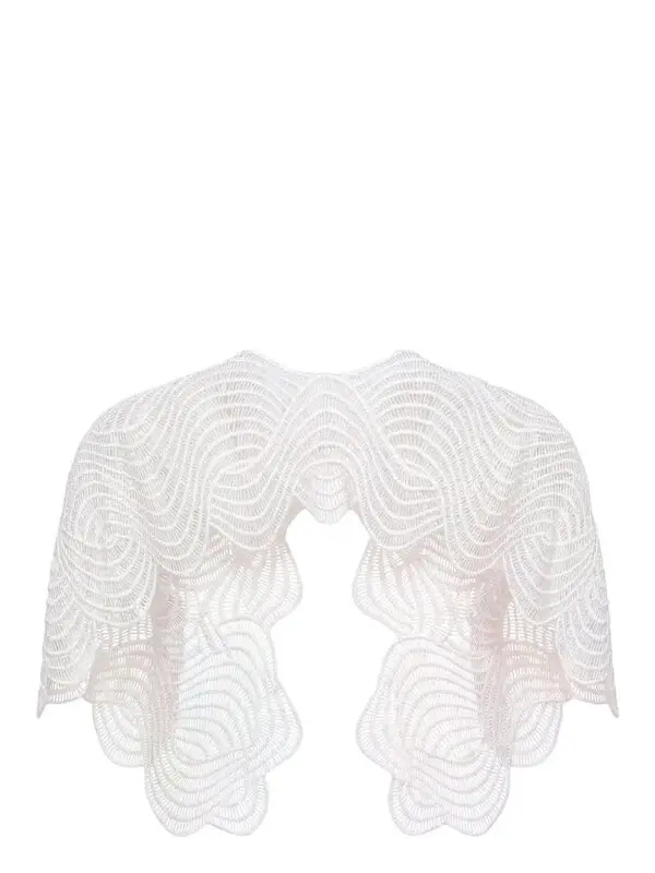 GEMY MAALOUF Embroidered Scalloped-edge Bolero - White