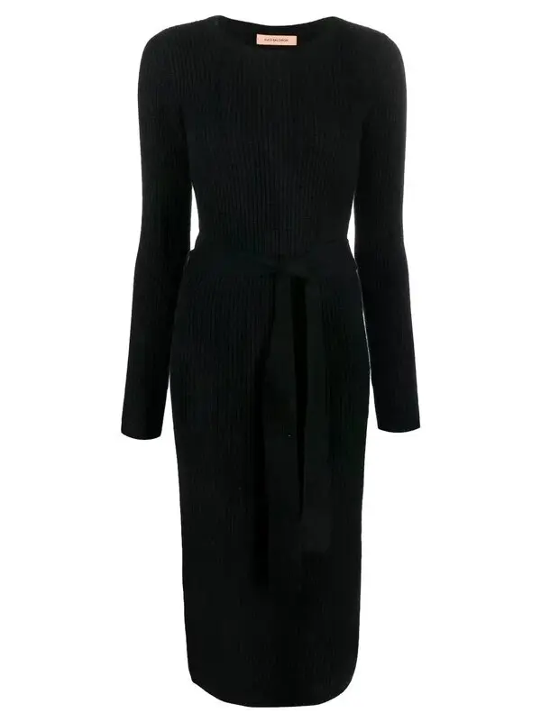 YVES SALOMON Ribbed-knit Midi Dress - Black