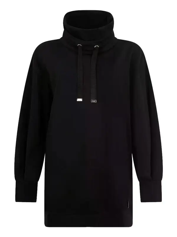 MOORER Drawstring Funnel-neck Sweater - Black