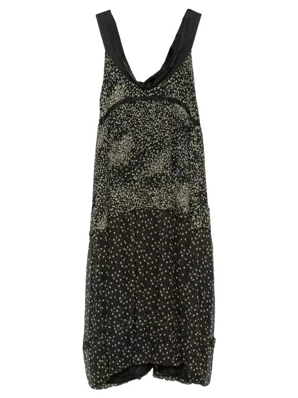 ANTONIO MARRAS VINTAGE 2000s Floral-print Tiered Midi Dress - Black