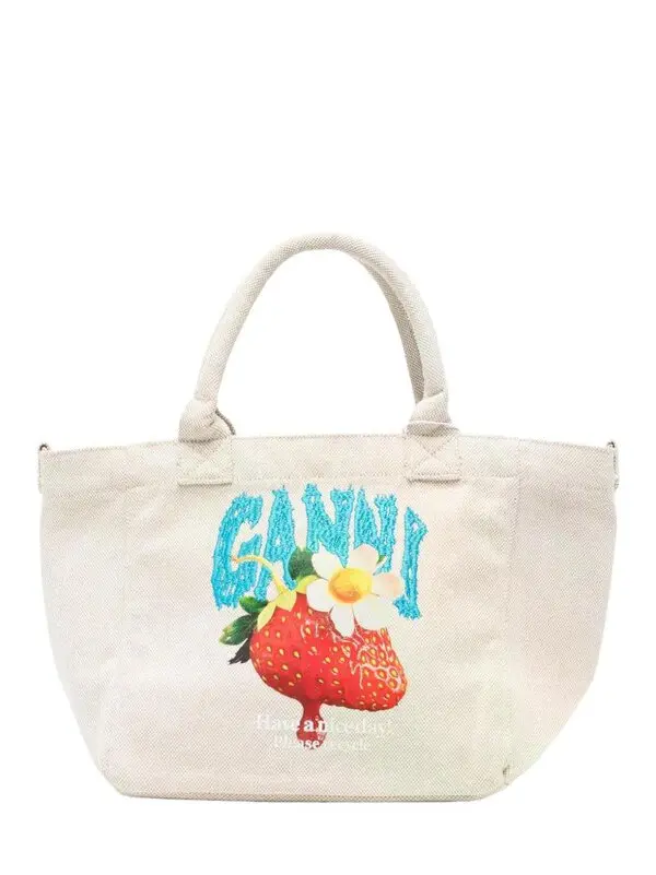 GANNI Graphic-print Tote Bag - Neutrals