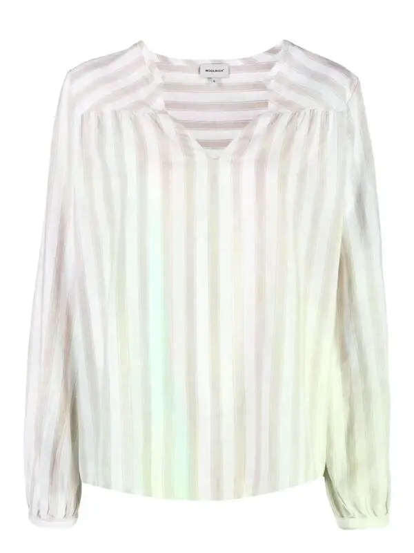 Woolrich Striped V-neck Blouse - Neutrals