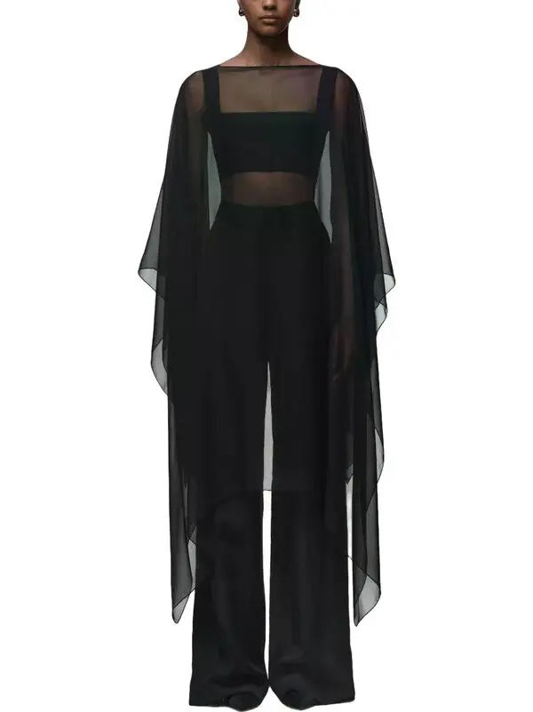 CAYET Farhana Sheer Handkerchief-hem Cape - Black