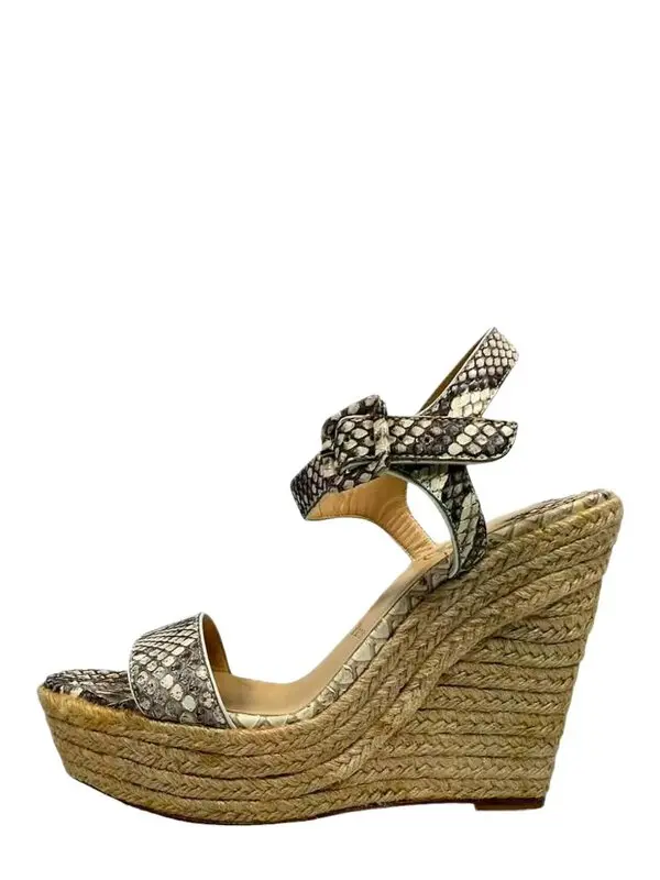 CHRISTIAN LOUBOUTIN 2010s Spachica Python Leather Wedge Sandals - Neutrals