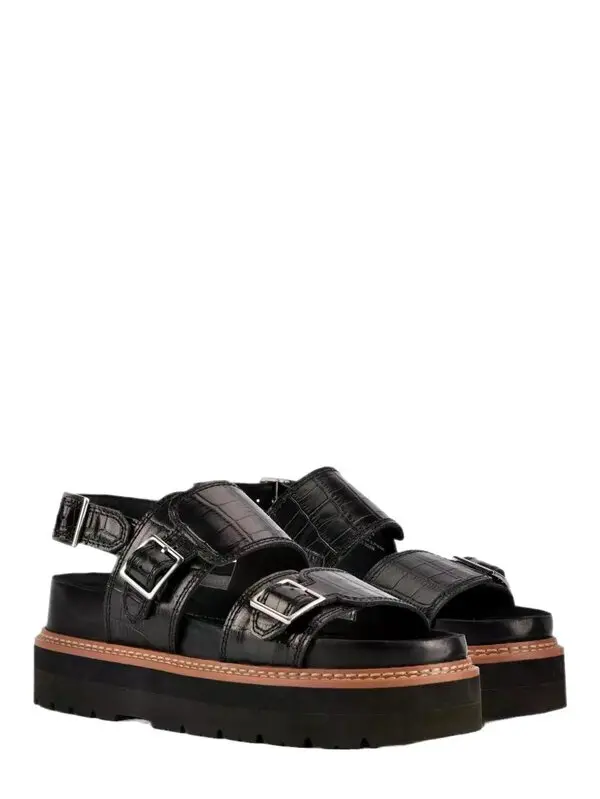Clarks Orianna Glide Croc-effect Platform Sandals - Black