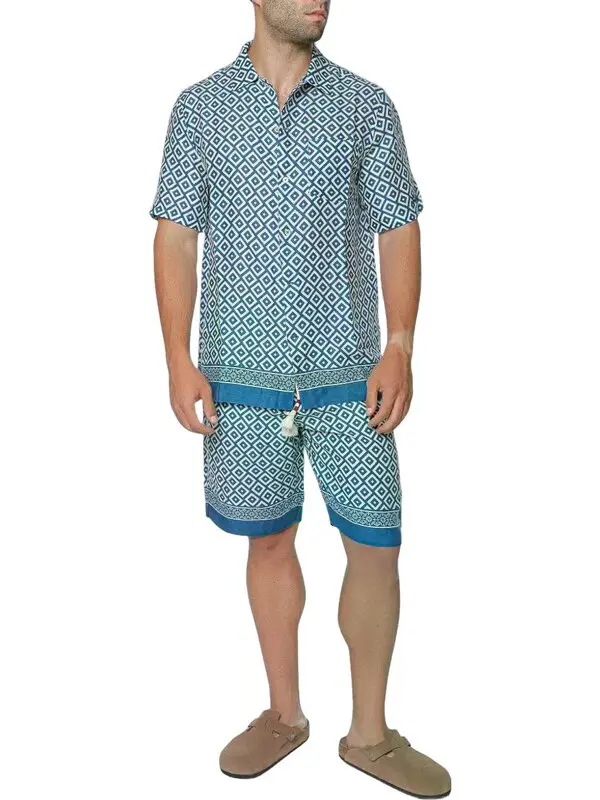 MC2 SAINT BARTH Marseille Geometric Print Drawstring Shorts - Blue