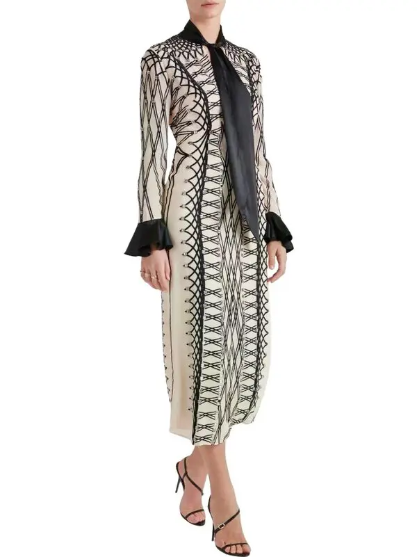 TEMPERLEY LONDON Cressida Pussy-bow Midi Dress - Neutrals