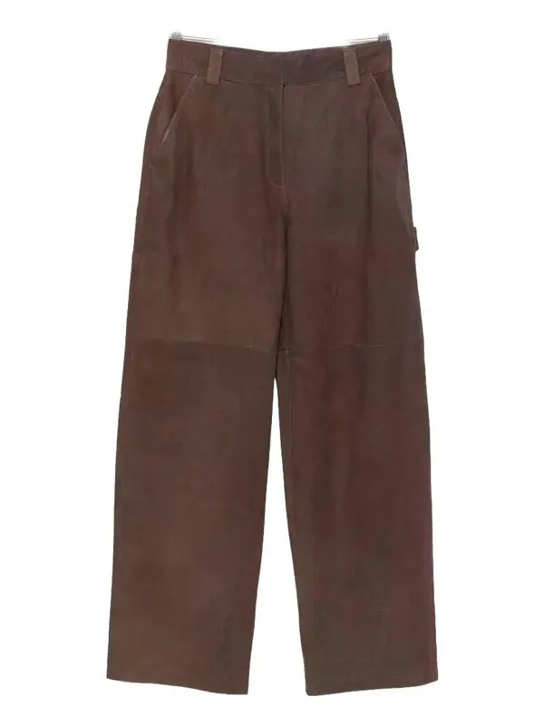 IRO PARIS Leather Panelled Trousers - Brown