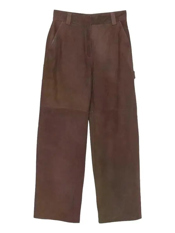IRO PARIS Leather Panelled Trousers - Brown