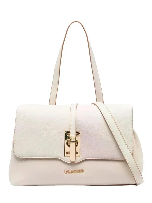 Moschino Love Heart Lock Faux-leather Shoulder Bag - Neutrals