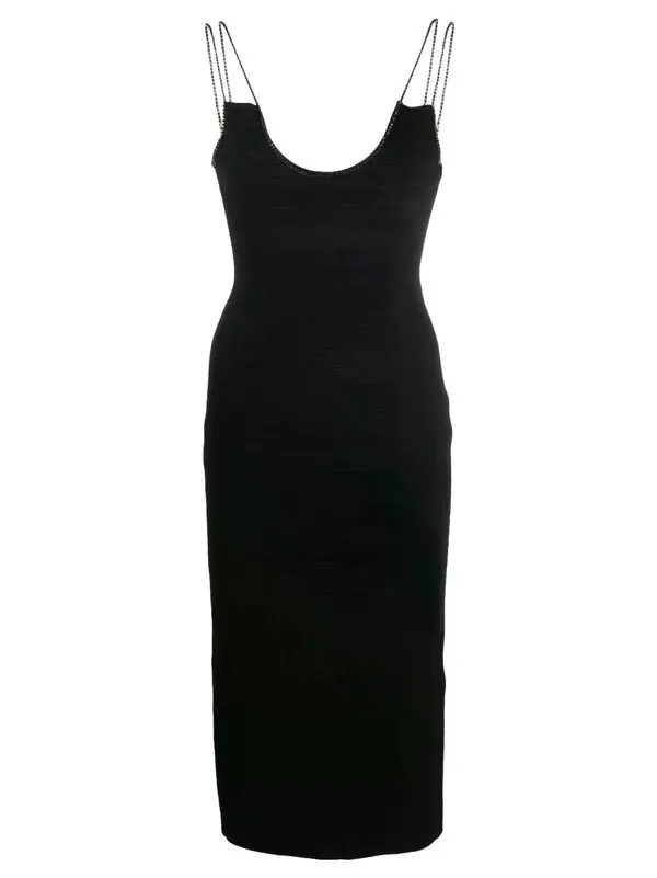 Herve Leger Ottoman Crystal-chain Embellished Midi Dress - Black