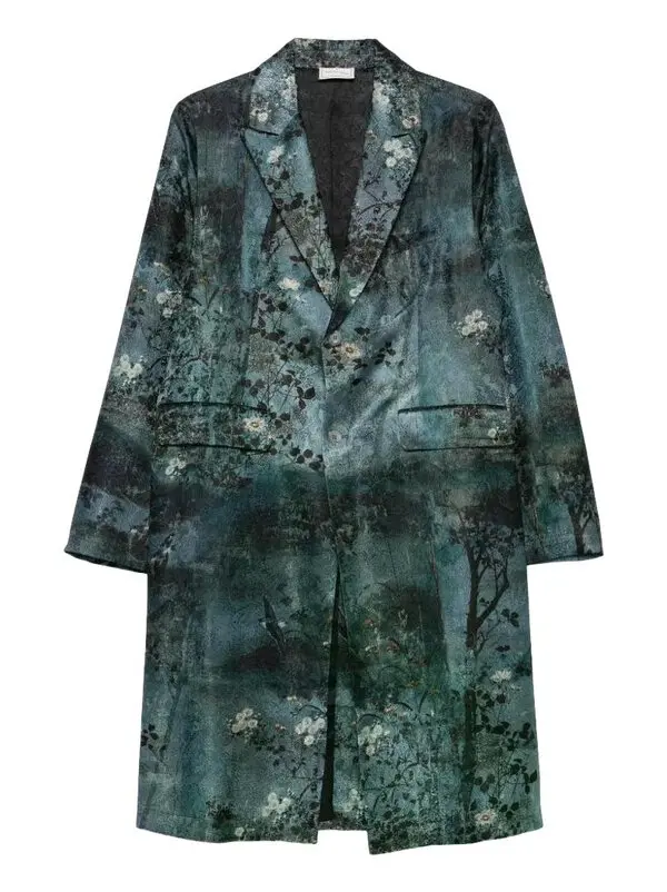 PIERRE-LOUIS MASCIA Floral-print Coat - Blue