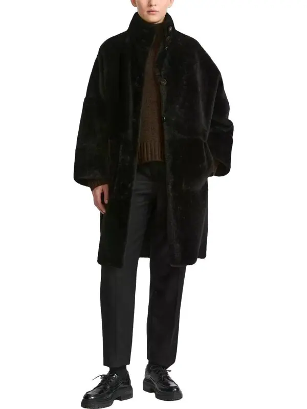 YVES SALOMON Oversized Shearling Coat - Black