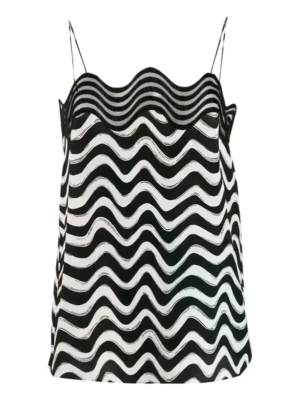 Stella McCartney Waves Print Silk Cami Top - Black
