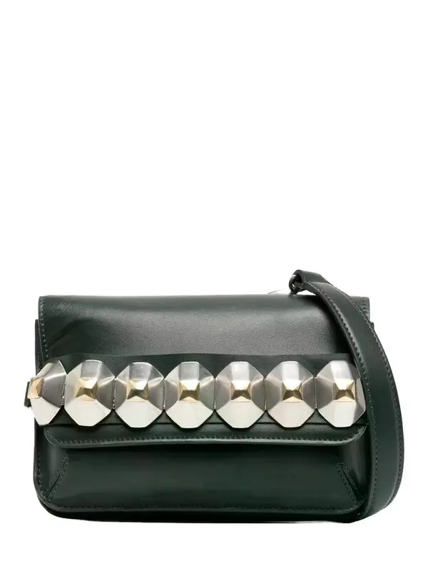 Ports 1961 Geometric-detail Leather Shoulder Bag - Green